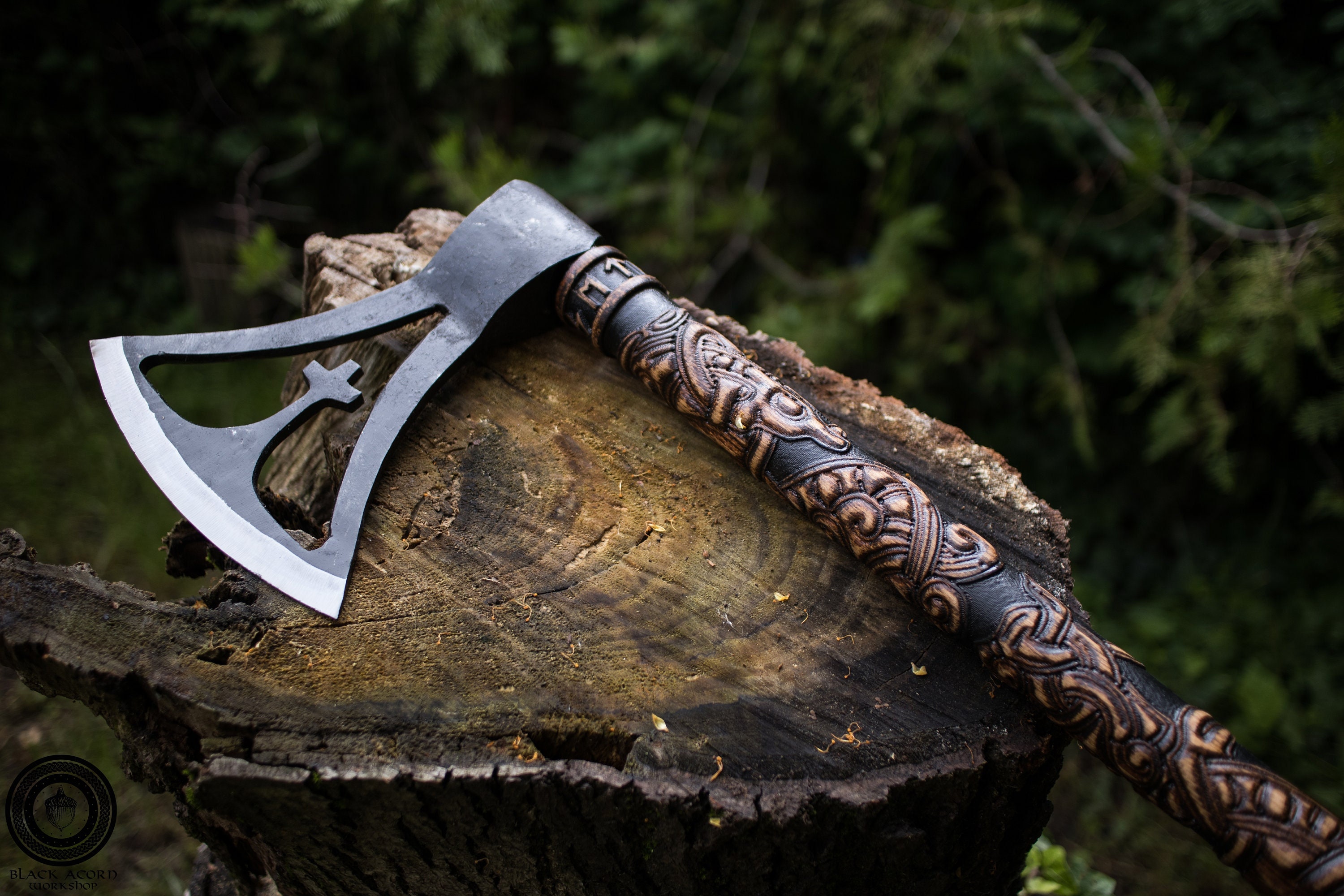 Viking Axe Gotland Norse Drake Two Handed Ax Full 3D Relief - Etsy