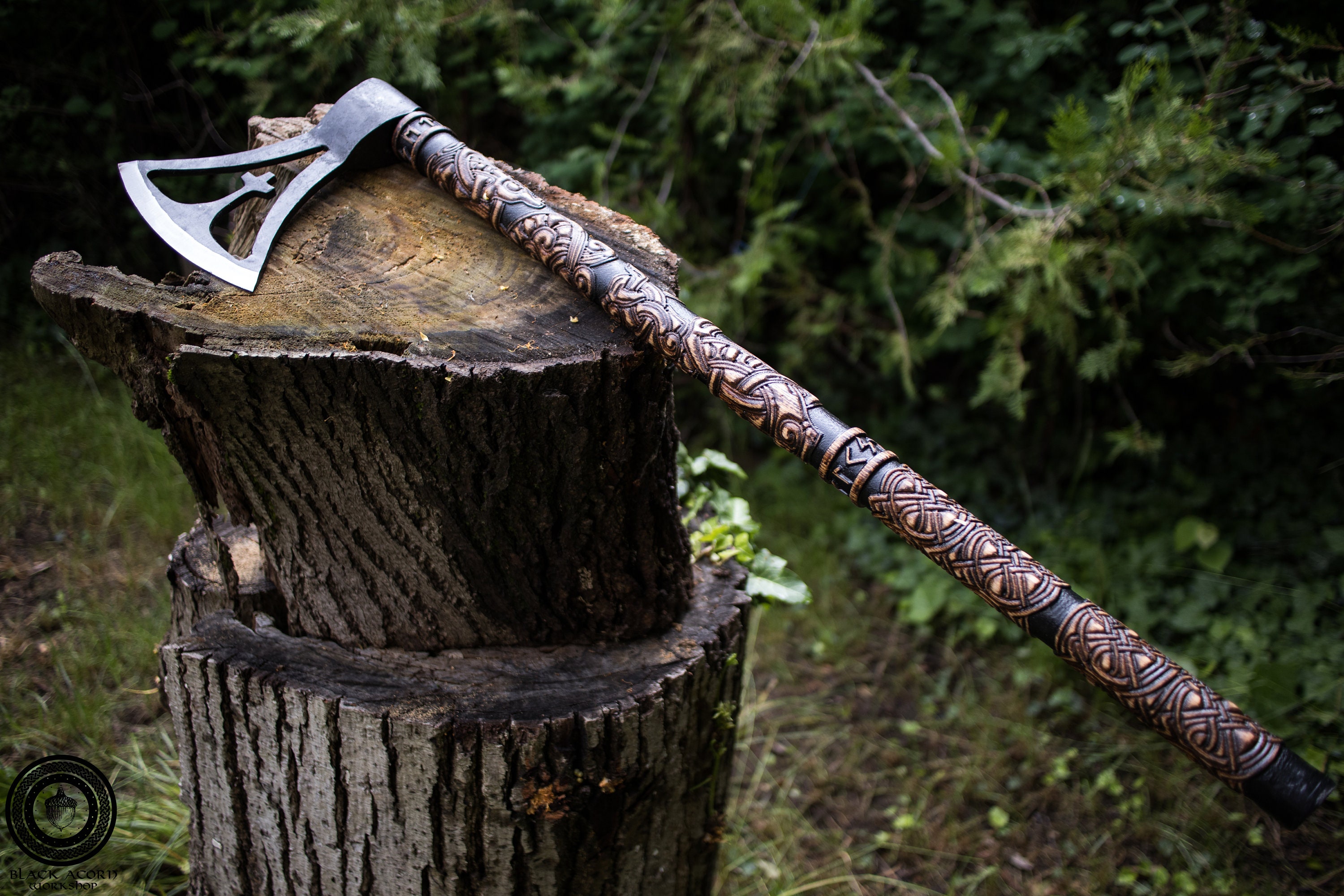 Viking Axe Gotland Norse Drake Two Handed Ax Full 3D Relief - Etsy