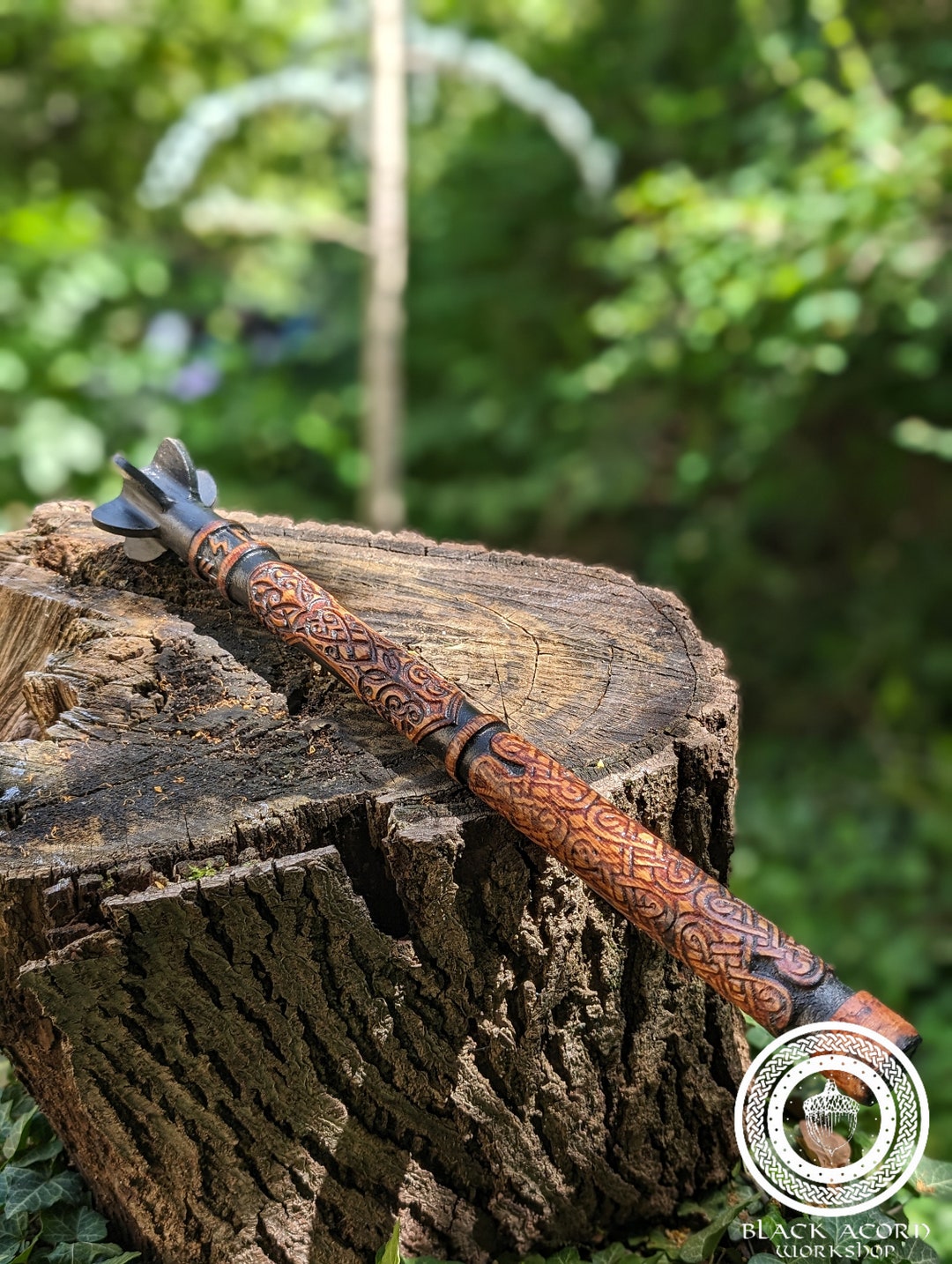 Viking Mace Thor's Mjolnir Francisca Mace With Full 3D Relief Carved ...