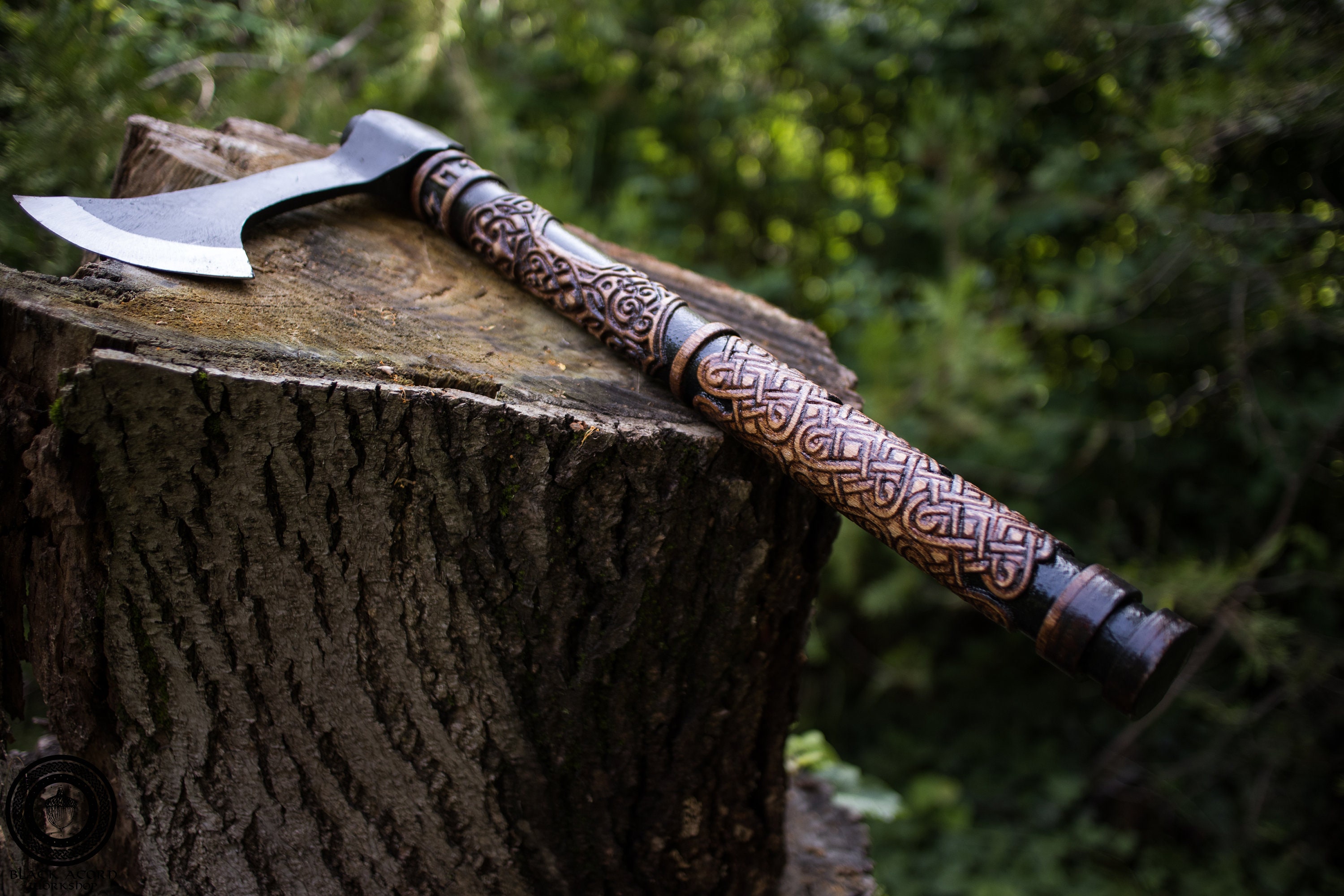 Viking Axe Thor's Mjolnir Francisca Ax With Full 3D Relief Carved ...