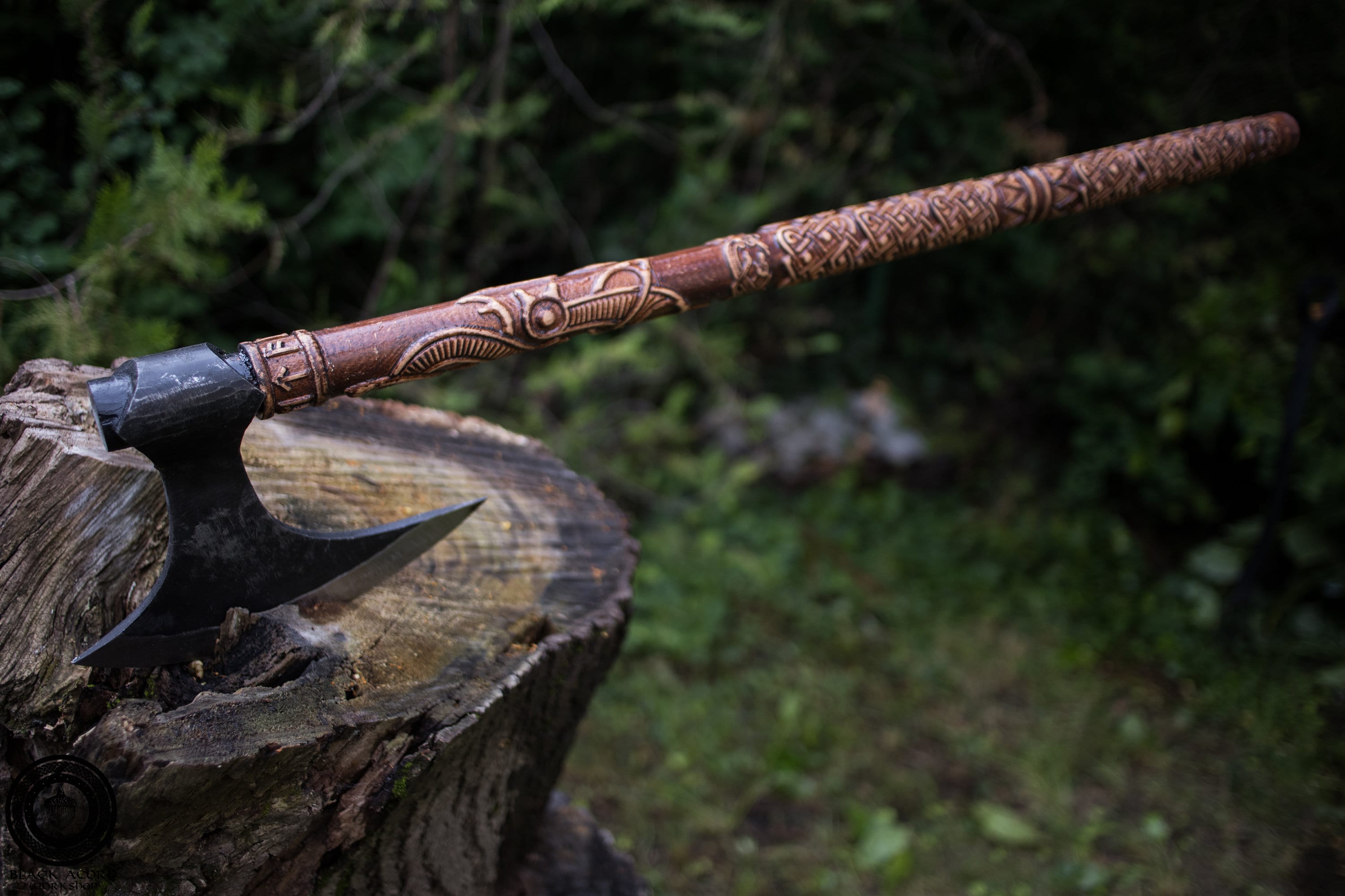 Viking Axe Two Handed Ax Full 3D Relief Carved Handle - Etsy