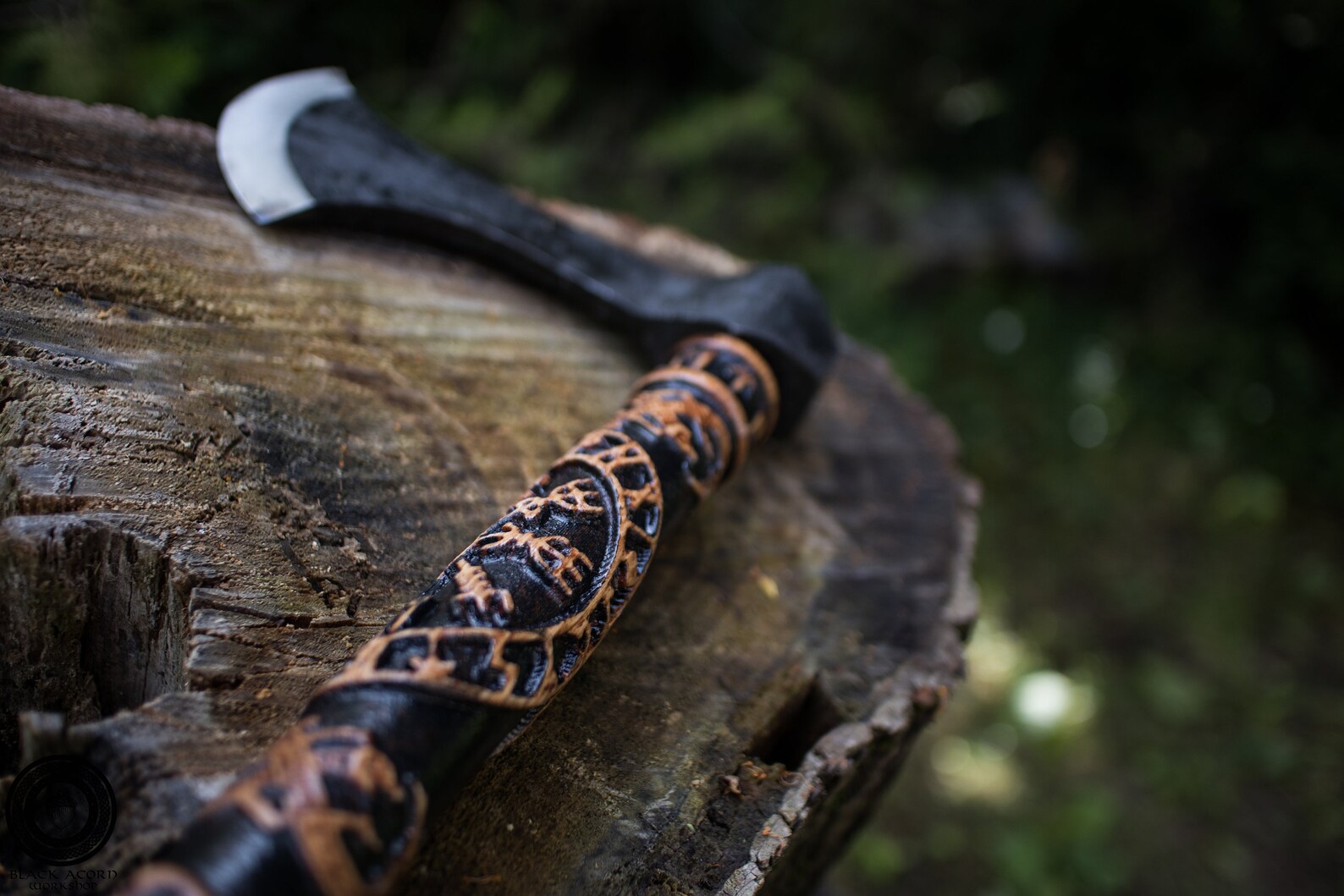 Viking Axe Vegvisir Francisca Ax With Full 3D Relief Carved Handle - Etsy