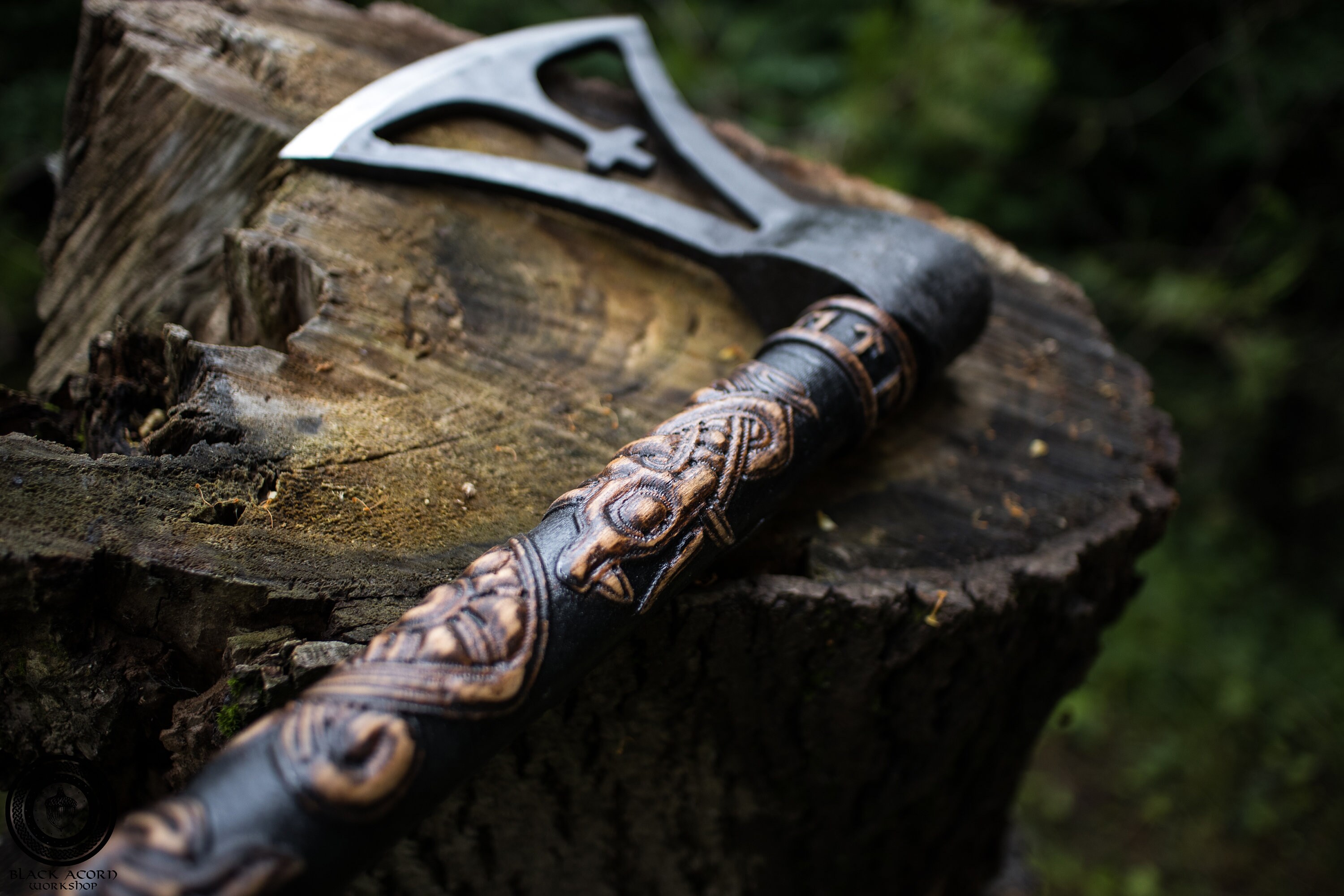 Viking Axe Gotland Norse Drake Two Handed Ax Full 3D Relief - Etsy