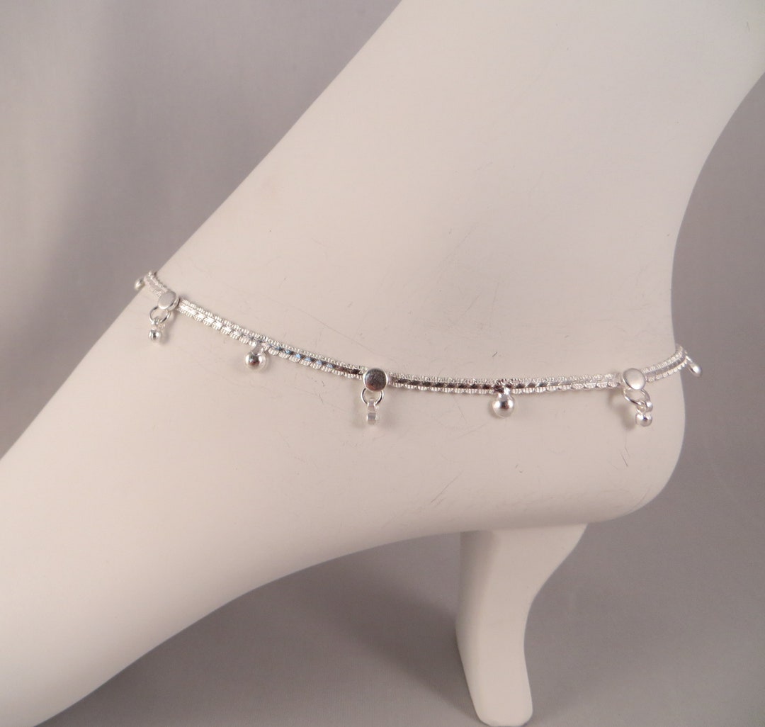 Anklet Handcrafted Sterling Silver Anklet Women Anklet 10 1/2" Long ...