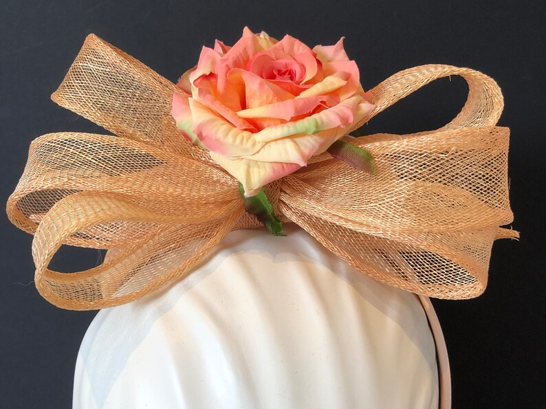 Apricot Slanted Button Fascinator With Peachy Roses - Etsy UK Apricot Slanted Button Fascinator With Peachy Roses - Etsy UK