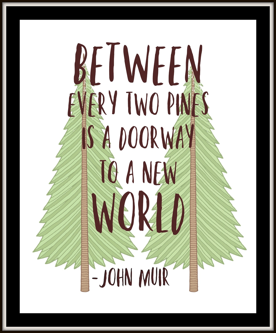 John Muir Quote between Every Two Pines is a Doorway to a New World ...