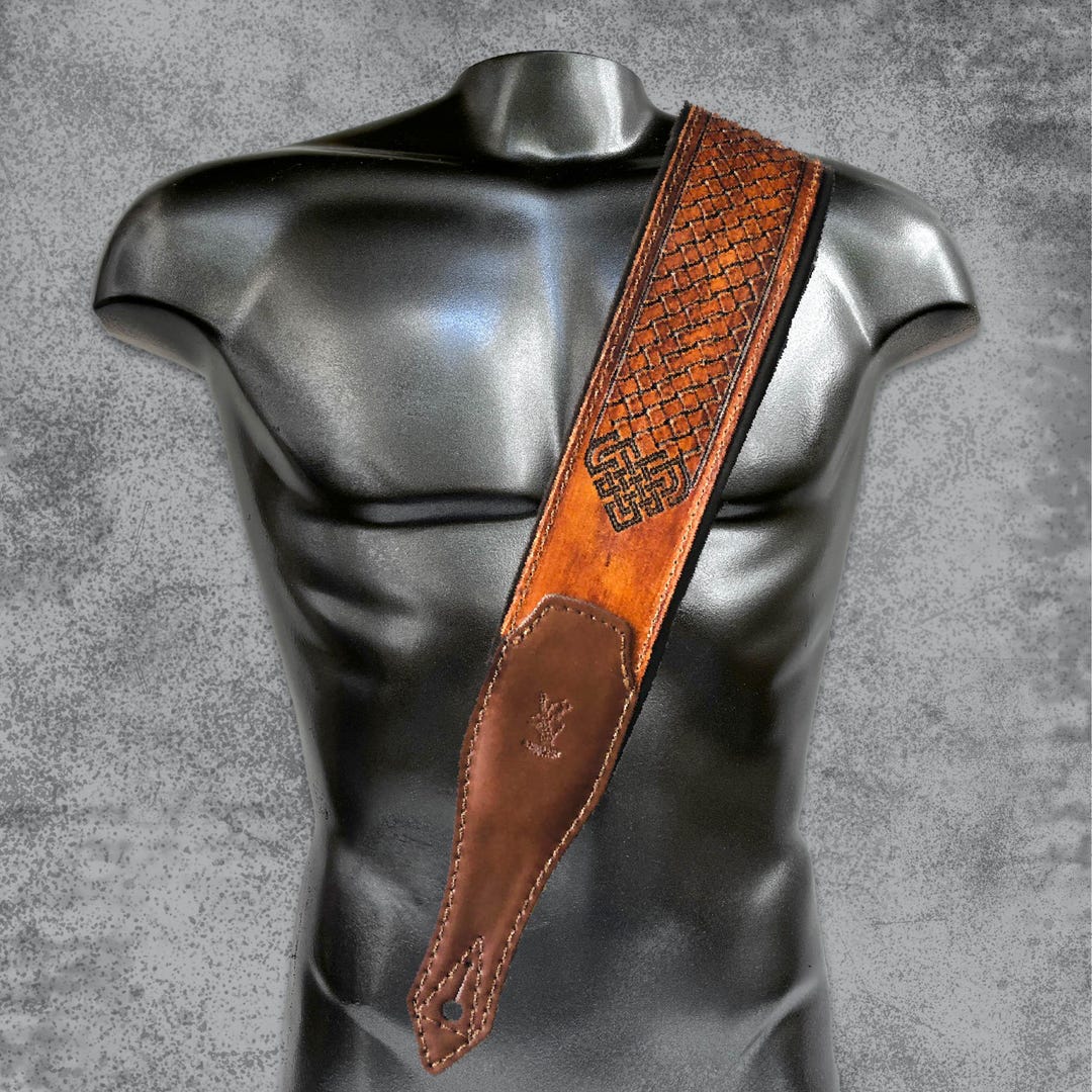 SCEPTER - HAND-TOOLED Guitar Bass Strap | Custom Leather Wide Guitar ...