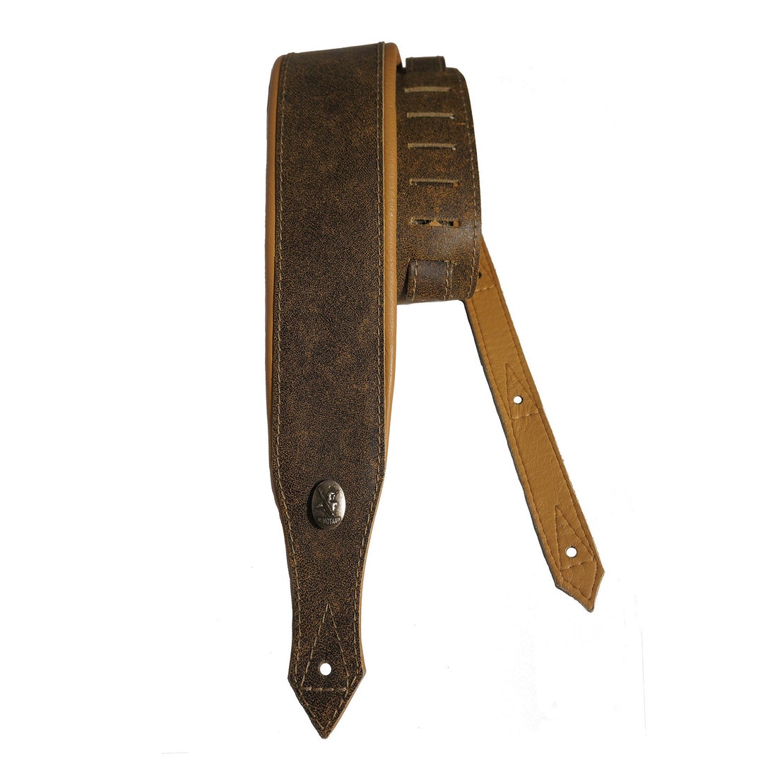 ROADIE Vintage Guitar Strap Brown Leather Guitar Strap Padded Bass ...