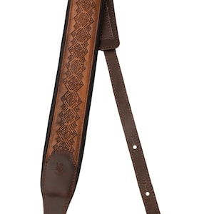 Celtic Designer Handmade Brown Padded Leather Guitar and Bass Strap - Etsy
