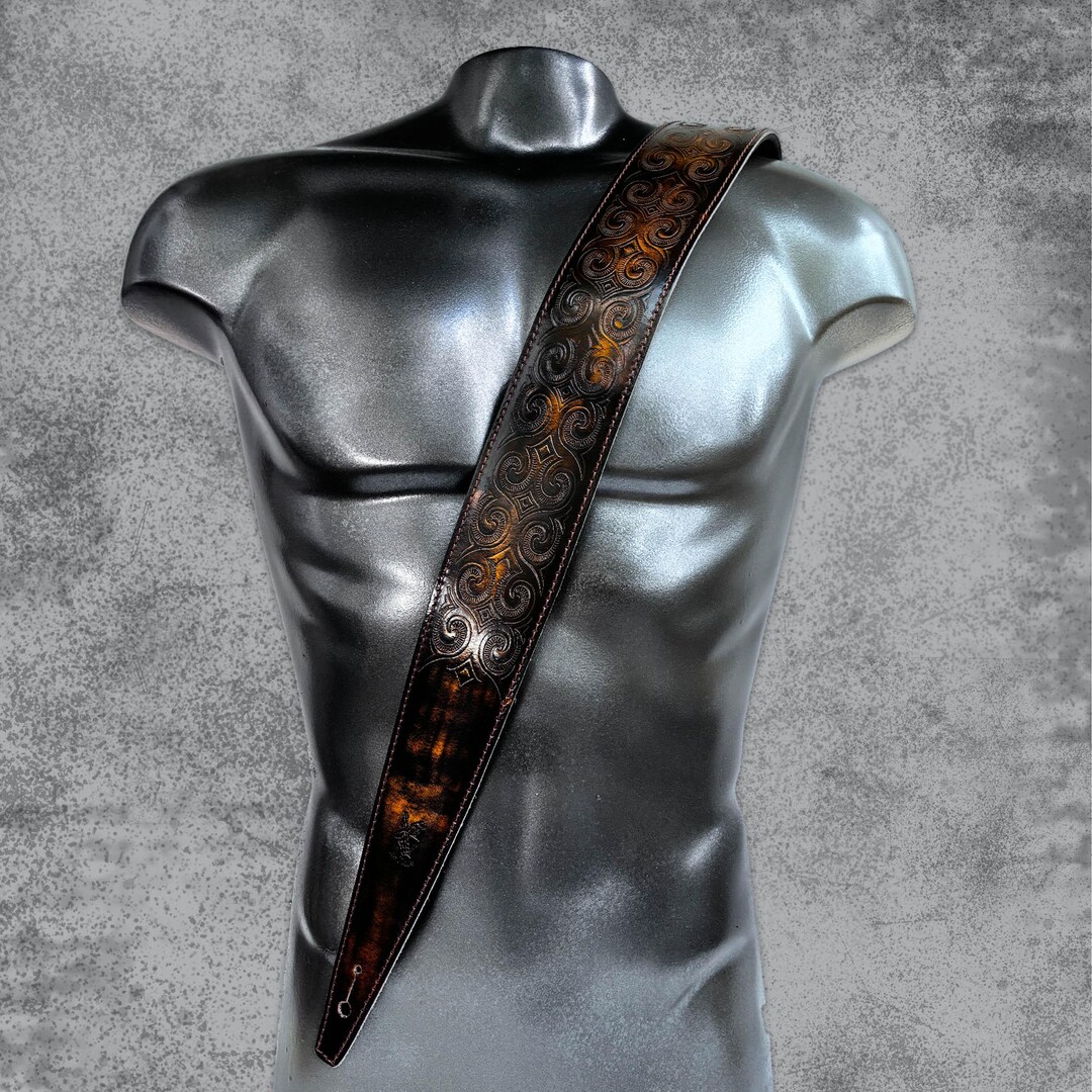 CELTIC Leather Guitar Strap | Padded Premium Adjustable Strap ...