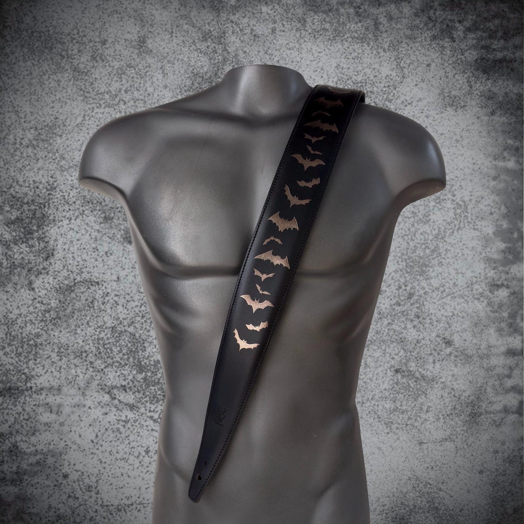 Batman Leather Guitar Strap | Handcrafted Italian Leather, Embossed ...