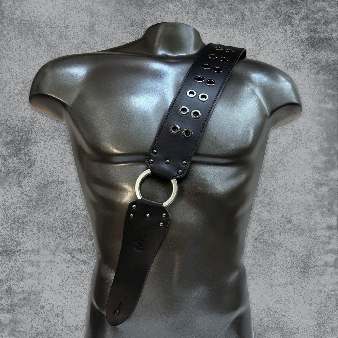 STUDS the Rocker Leather Guitar Strap Padded Guitar Strap Custom Guitar ...