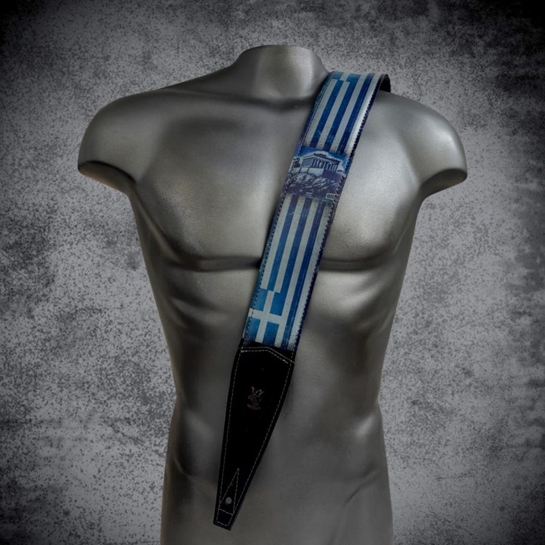 Greek Flag Guitar Strap: Acropolis Edition, Adjustable Length - Etsy