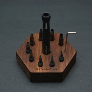 Ksbladepunch / Multi Hole Punch 9 PCS Set Walnut Wooden Tool Rack ...