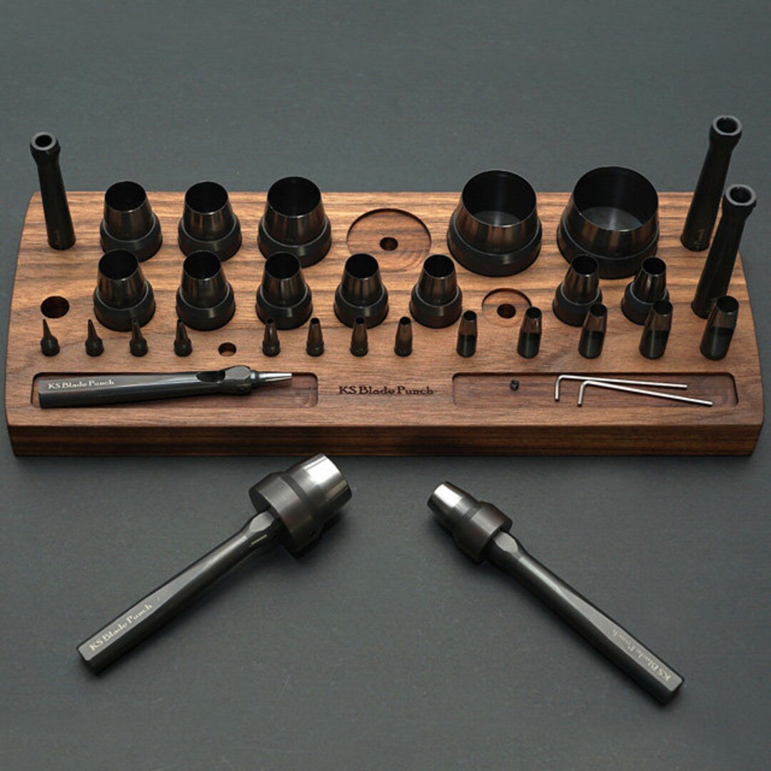Ksbladepunch / Multi Hole Punch (large) 28 PCS Set + Walnut Wooden Tool ...