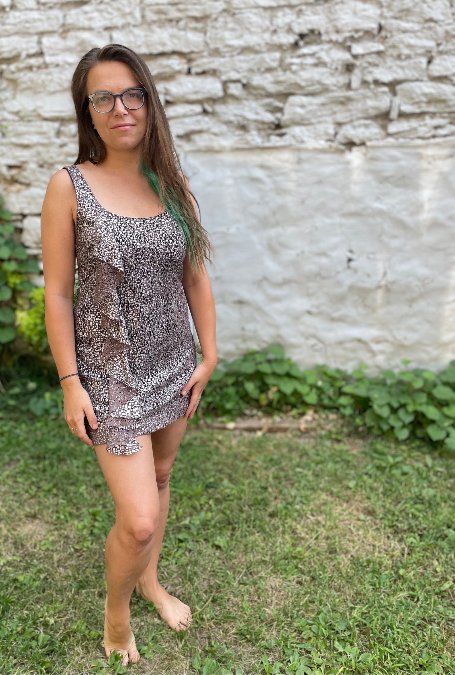 Vintage Guess Silver Sparkly Cocktail Dress! Short, Has Ruffle Detail ...