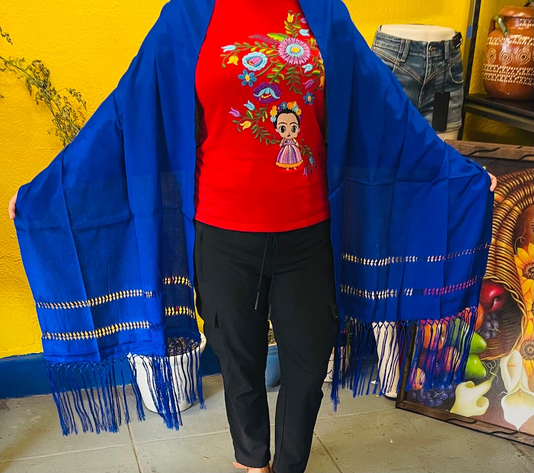 Authentic Mexican Elegance: Green Rebozo Tradition, 24.5” Wide X 77 ...