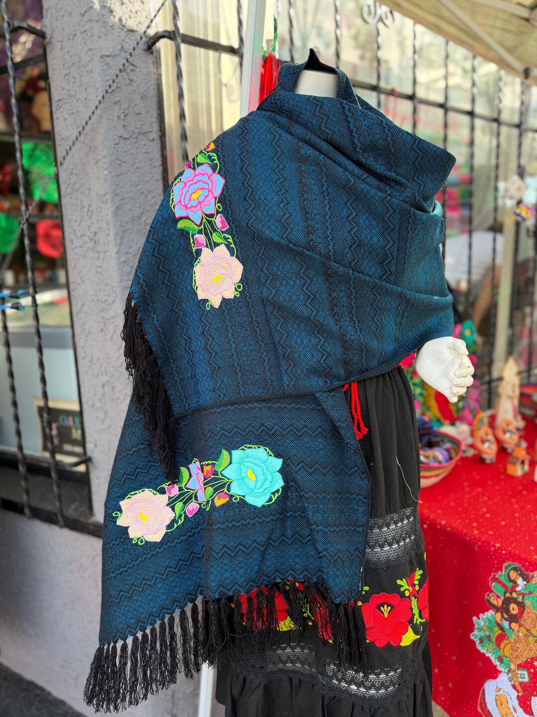 Beautiful Mexican Rebozo Embroidery Mexican Shawl - Etsy