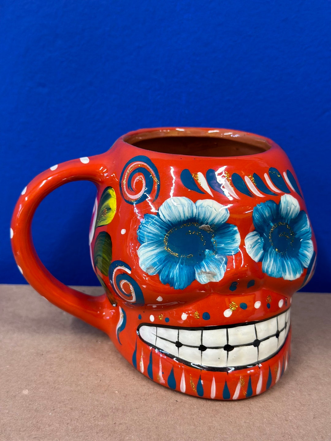 Mexican Caffe Mugs Mexican Hand-painted Clay Pottery Mug - Etsy
