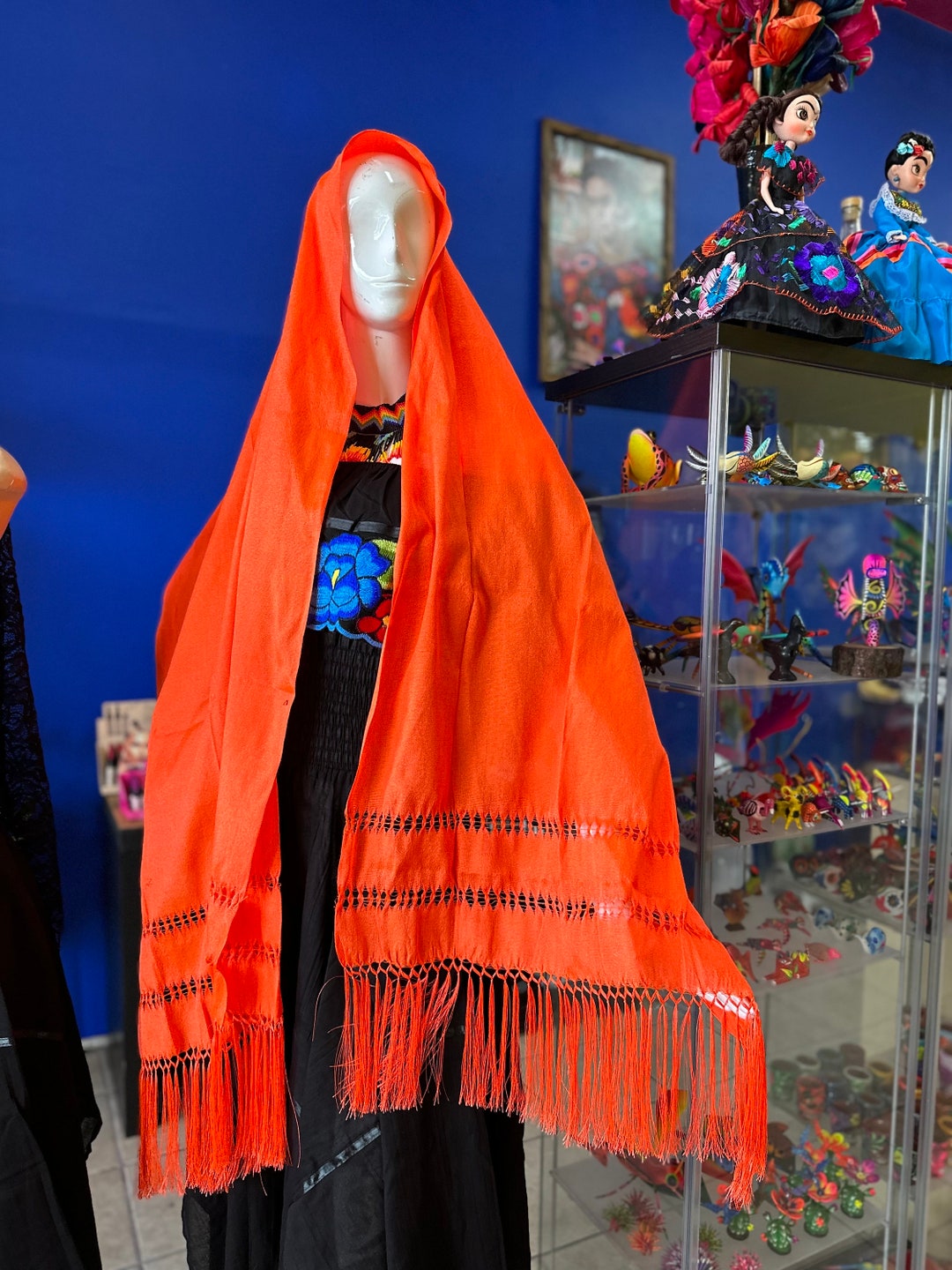 Authentic Mexican Elegance: Green Rebozo Tradition, 24.5 Wide X 77 Long ...