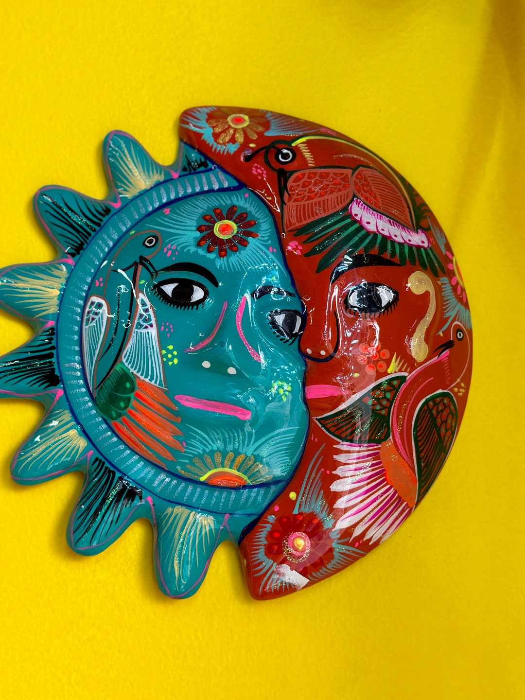 Hand Paint Eclipse Mexican Clay Decor - Etsy