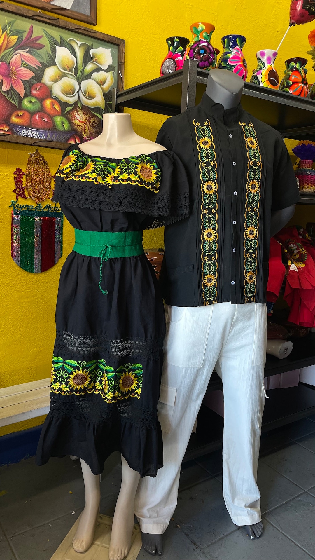2pcs XL Girasol Tradicional Mexican Dress and Guayabera - Etsy
