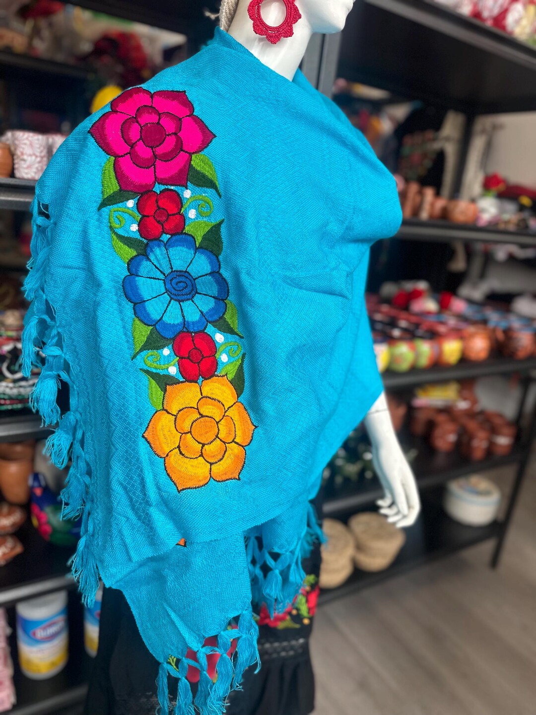 Beautiful Mexican Rebozo Embroidery Mexican Shawl - Etsy