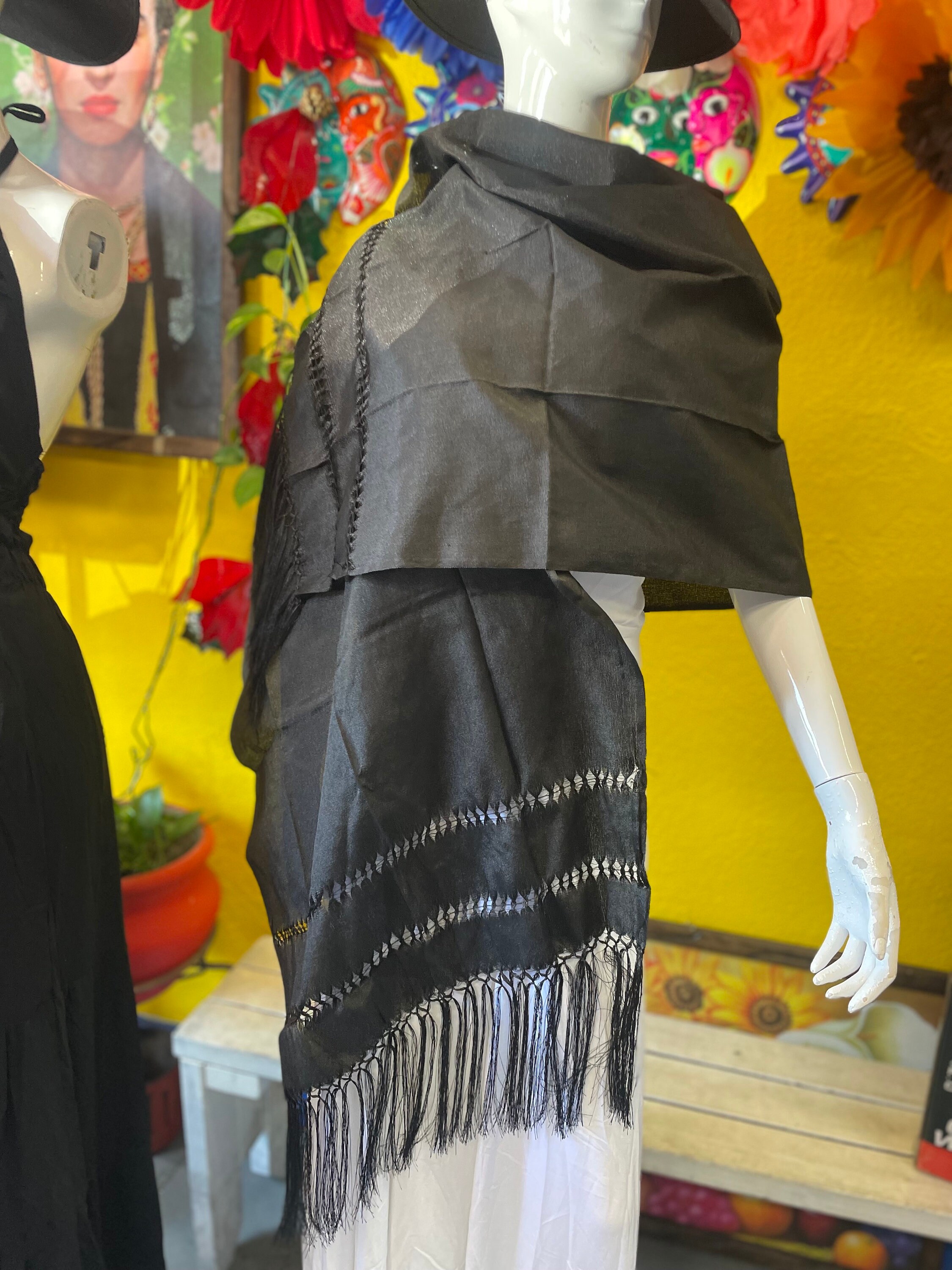 Beautiful Black Mexican Rebozo - Etsy