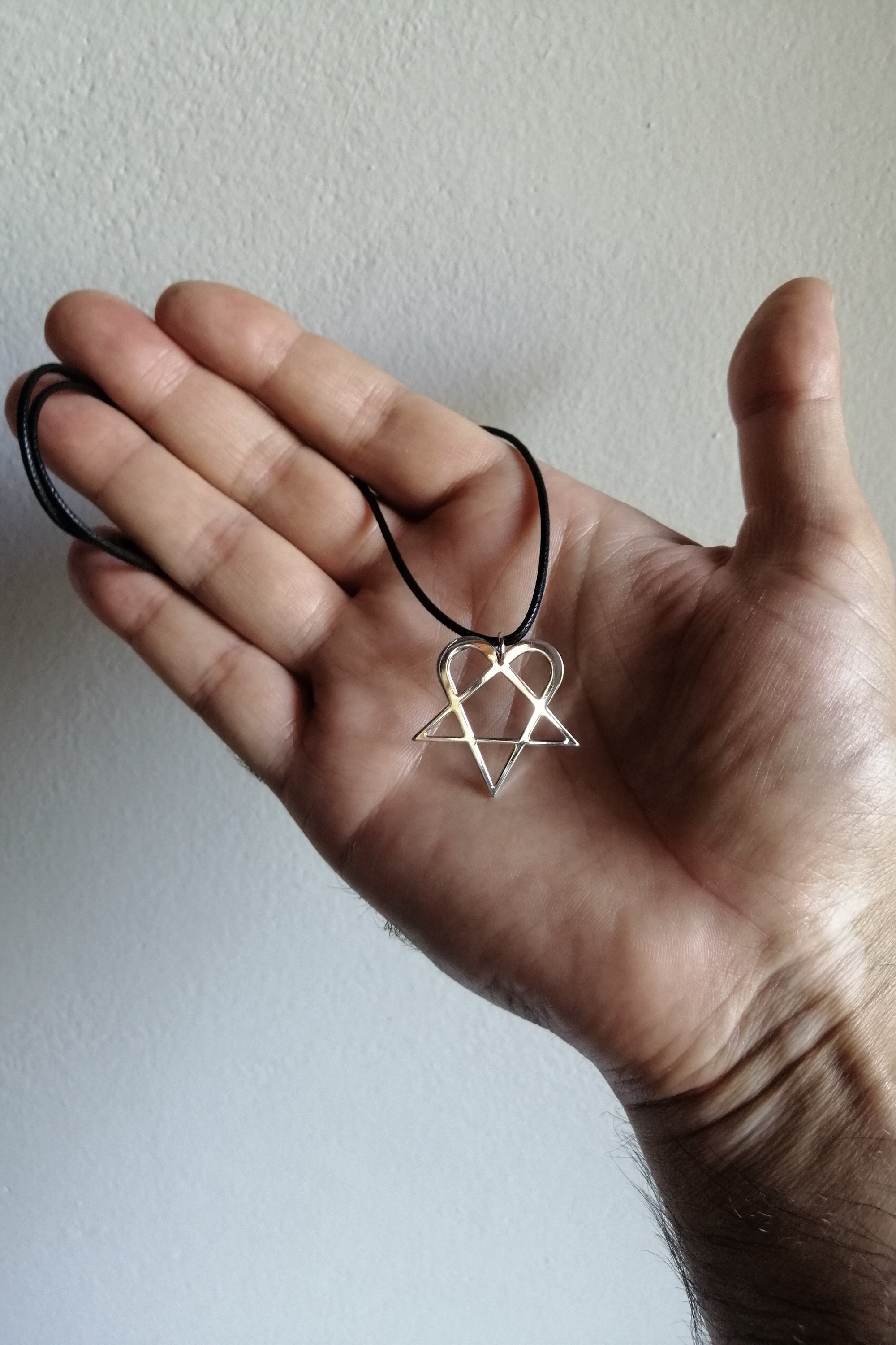 Heartagram necklace HIM necklace. Heart pendant Gothic | Etsy