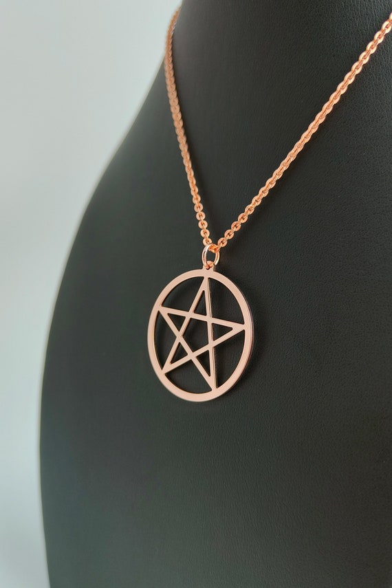 Rose gold pentagram necklace store