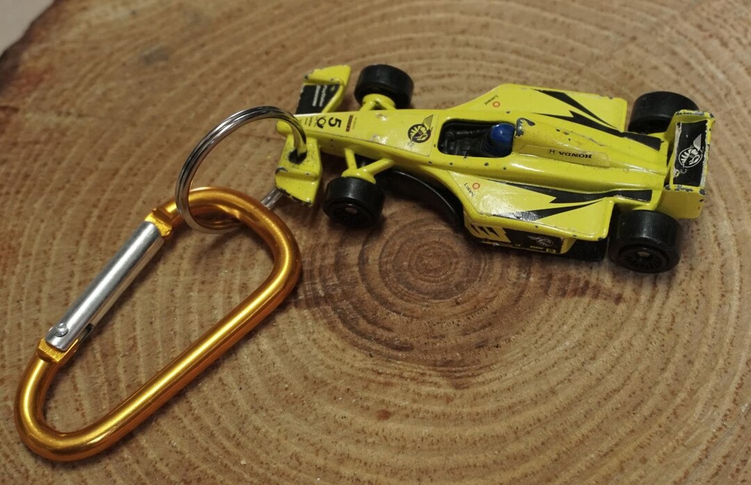 Upcycling Key Pendant Toy Car race Car Yellow - Etsy