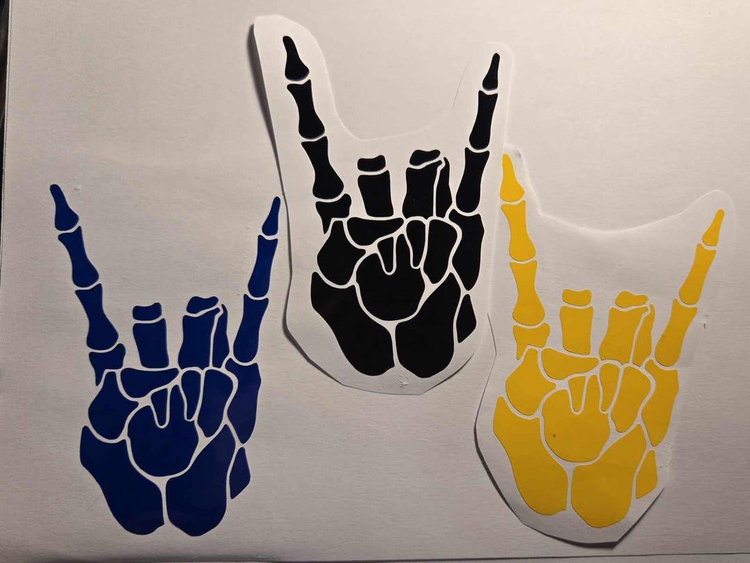 Rock-on Skeleton Hand Decal - Etsy