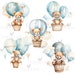 Teddy Bear Hot Air Balloon Watercolor Clipart: Baby Shower PNG Set (5 ...