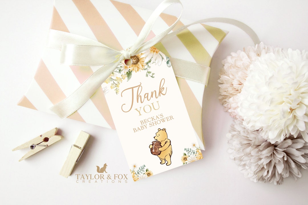 Winnie the Pooh Baby Shower Gift Tag, Winnie Hang Tag, Winnie the Pooh ...