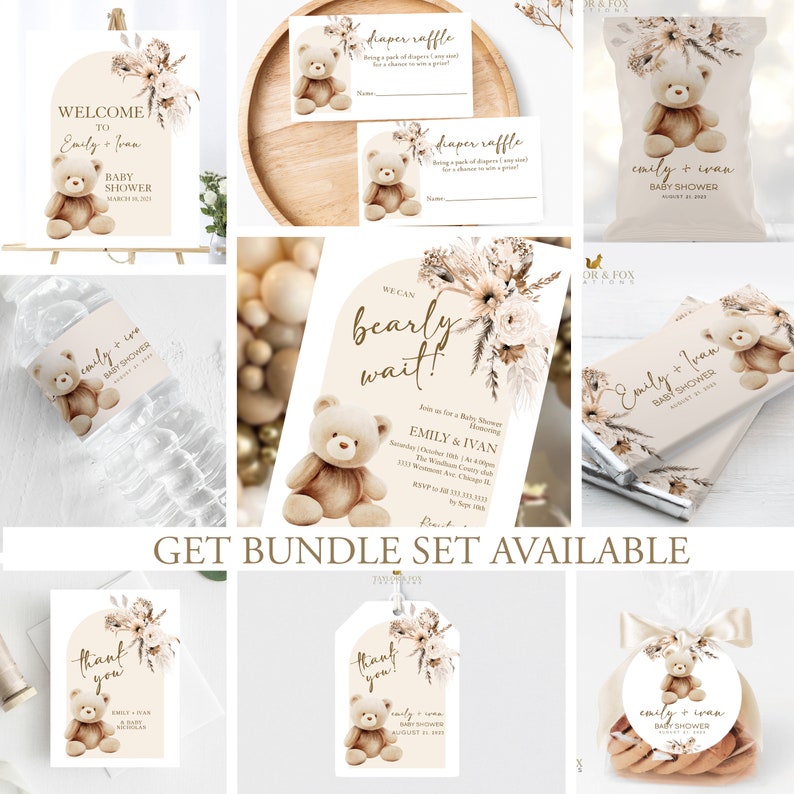 Editable Teddy Bear Baby Shower Welcome Sign Bear Themed Baby - Etsy