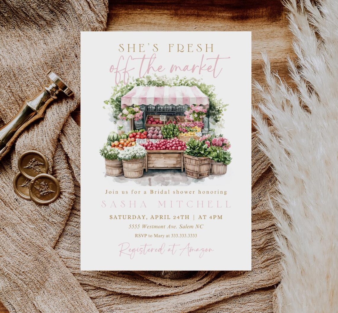 Flower Market Bridal Shower Invitation: Fresh Produce Stall (canva ...