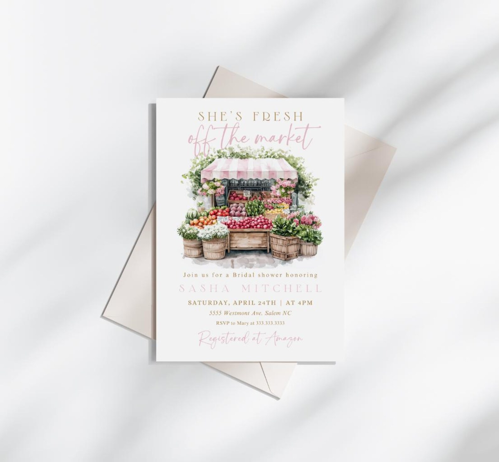 Flower Market Bridal Shower Invitation: Fresh Produce Stall (canva ...