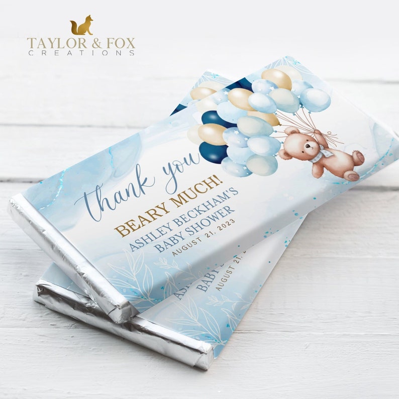 Editable Teddy Bear Baby Shower Candy Wrapper Bear Themed Baby - Etsy