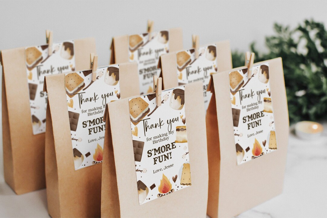 Editable Smore Gift Tag, S'more Favor Tag, Birthday Decoration, S'more ...