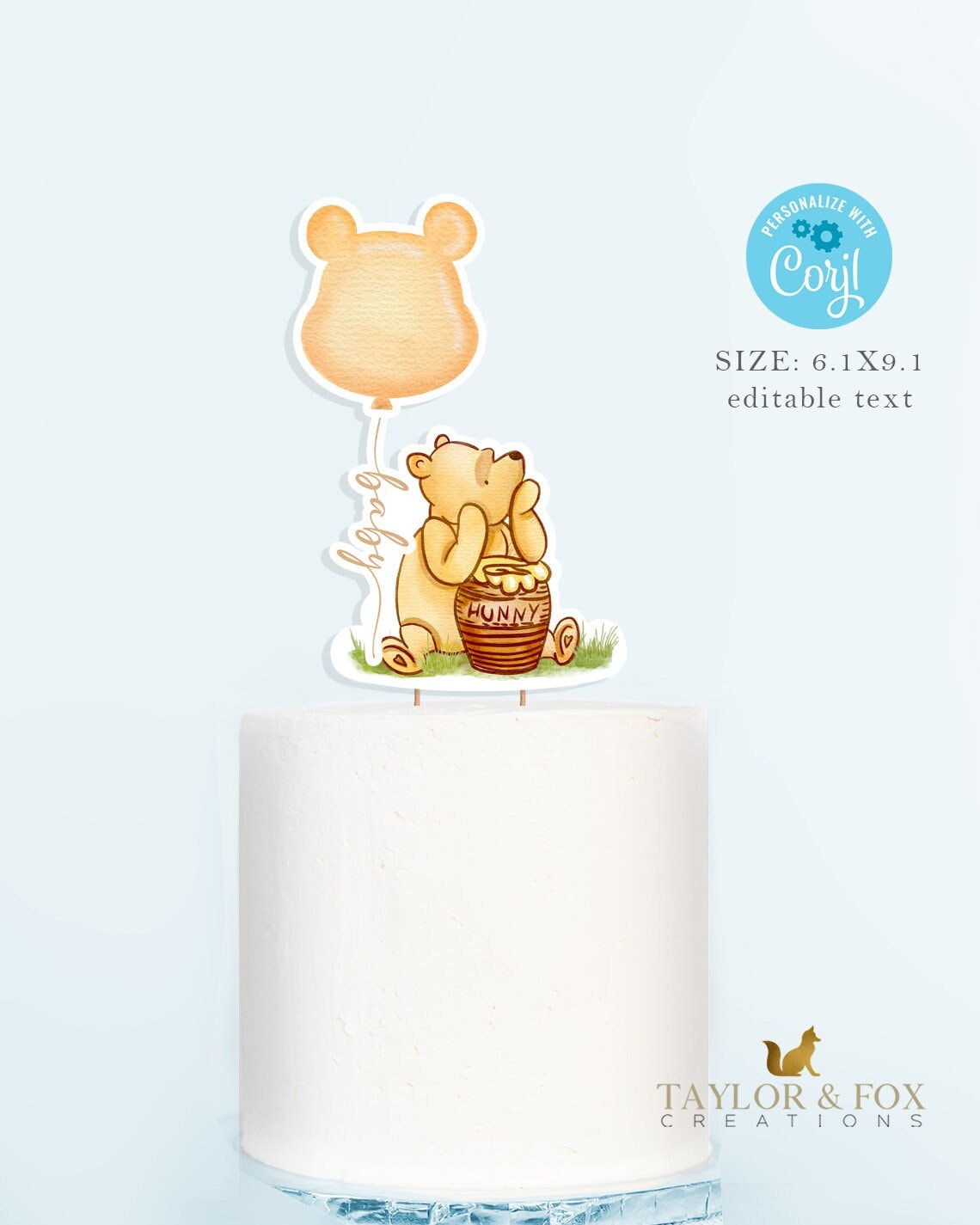 Editable Winnie the Pooh Cake Topper, Download Template Winnie the Pooh ...
