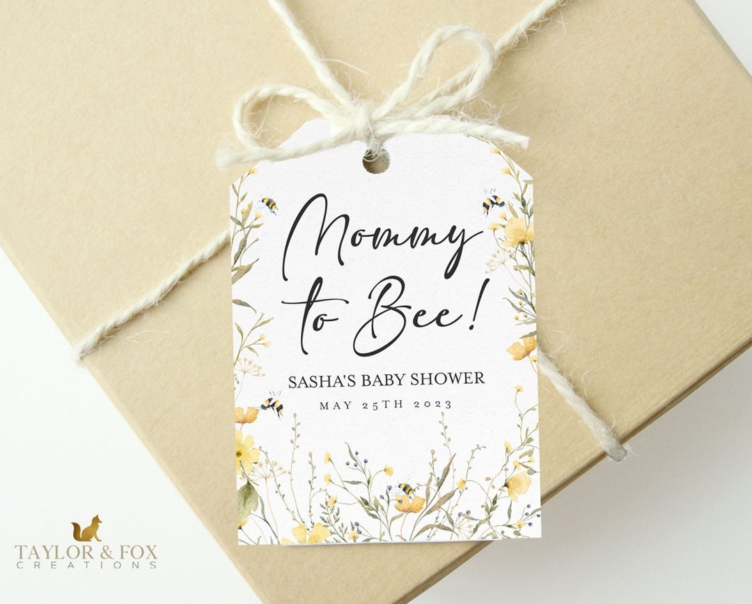 Bee Baby Shower Gift Tag, Bee Circle Tag, Favor Decor, Bee Baby Shower ...