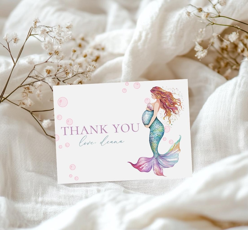 Pregnant Mermaid Baby Shower Invitation Bundle (digital Download) - Etsy