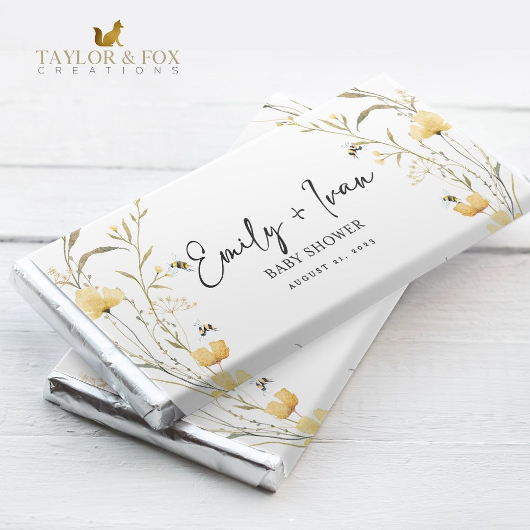 Editable Bee Candy Bar Wrapper, Wildflower Candy Bar Wrapper, Printable ...