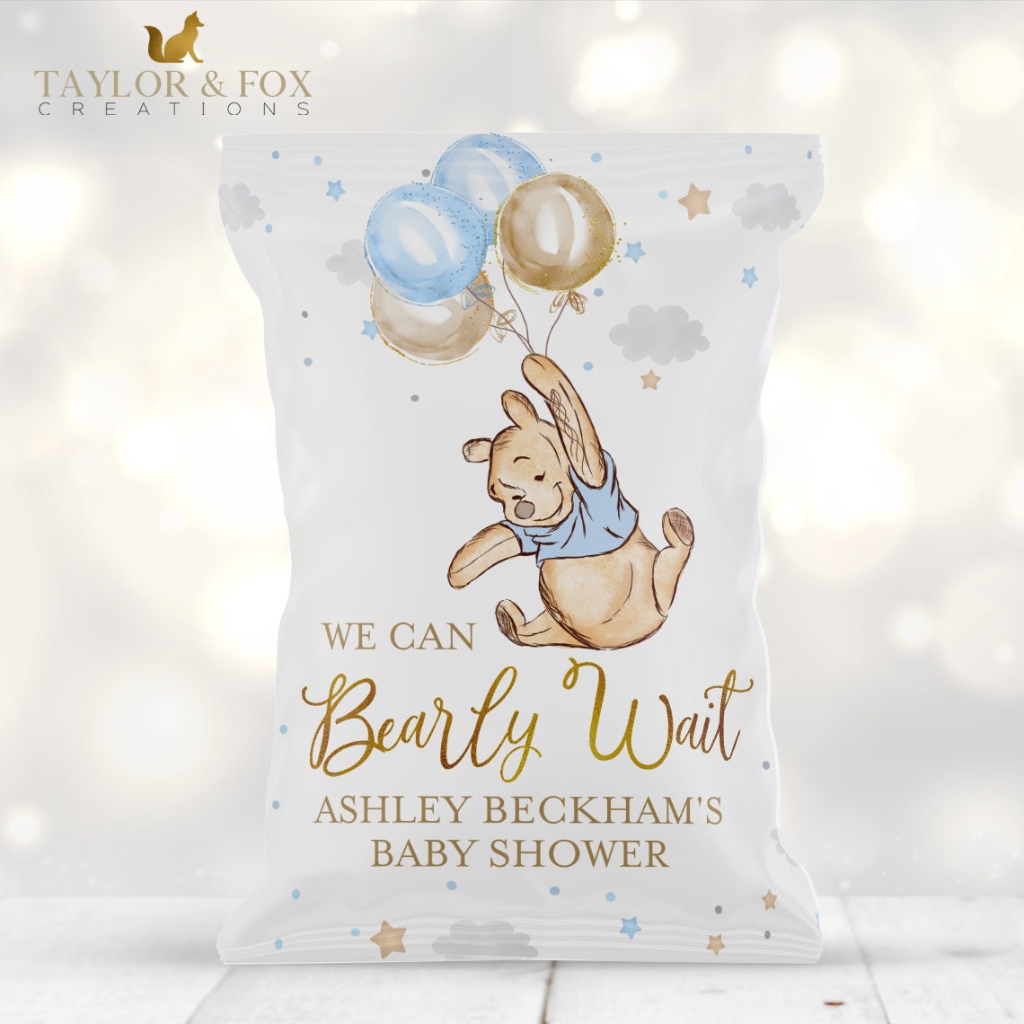 Editable Winnie the Pooh Boy Chip Bag Winnie the Pooh Baby Shower ...