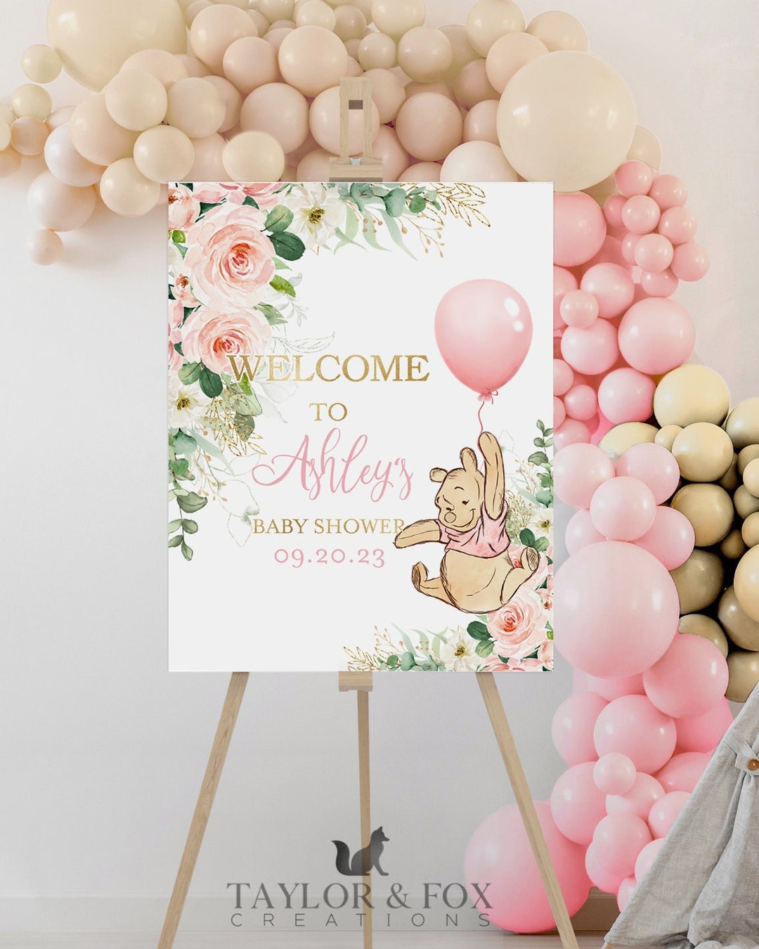 Editable Winnie the Pooh Sign, Winnie the Pooh Baby Shower, Winnie the ...