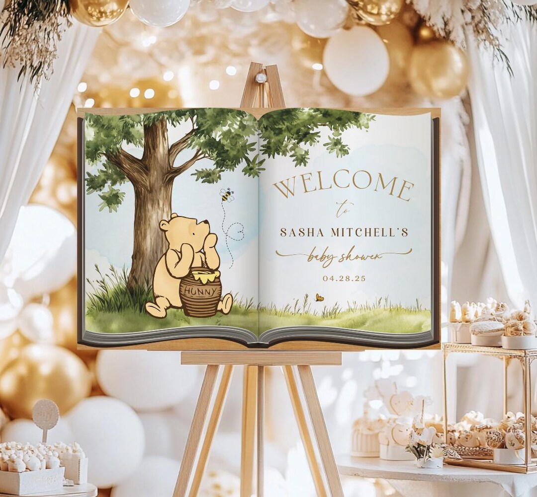 Winnie the Pooh Sign, Winnie the Pooh Baby Shower, Winnie the Pooh ...