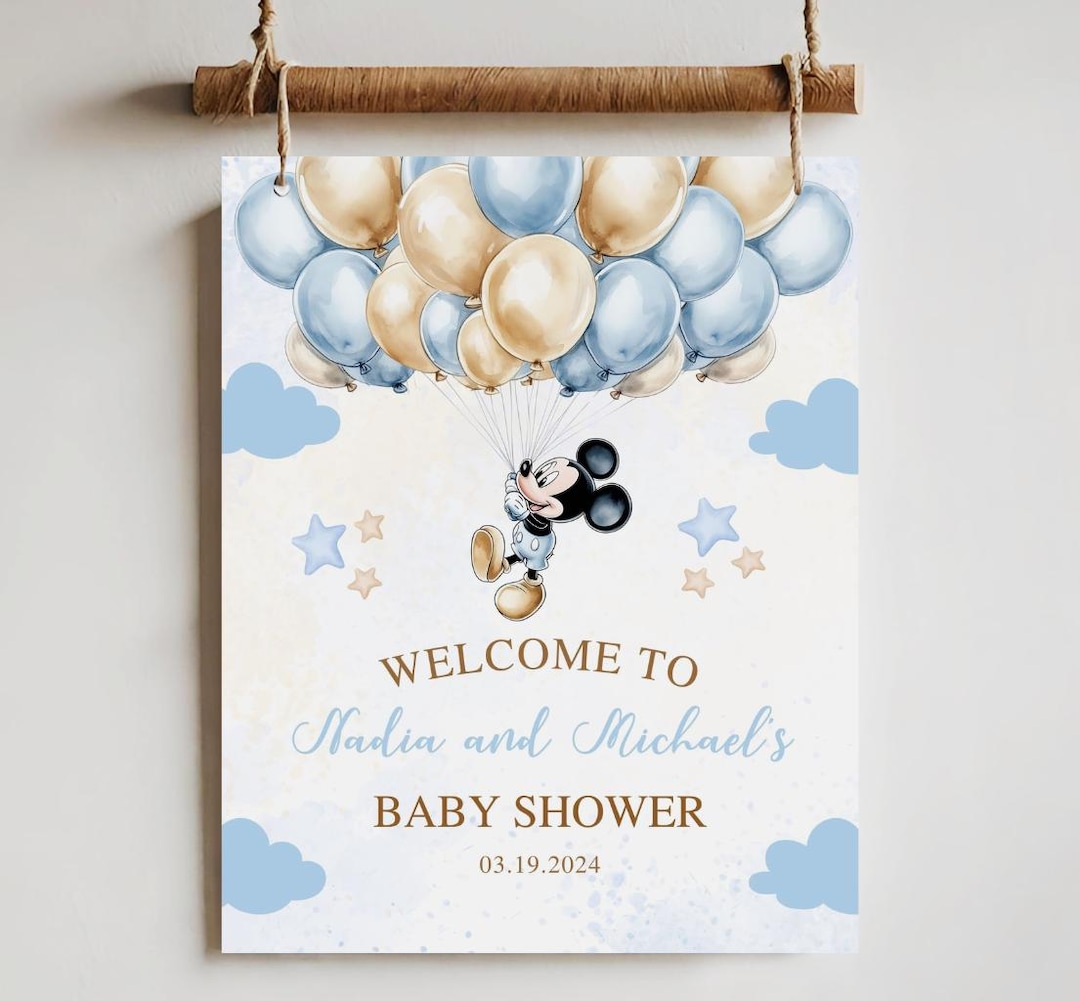 Mickey Mouse Welcome Sign, Mickey Mouse Baby Shower Welcome Sign ...