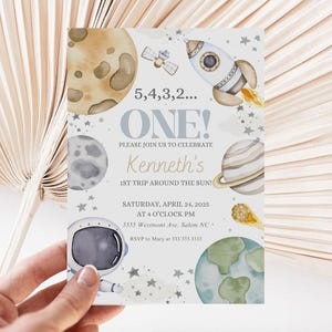 Astronaut Birthday Invitation, Spaceship Invitation, Planets Birthday ...