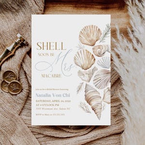 Boho Seashell Bridal Shower Invitation Template (digital Download) - Etsy