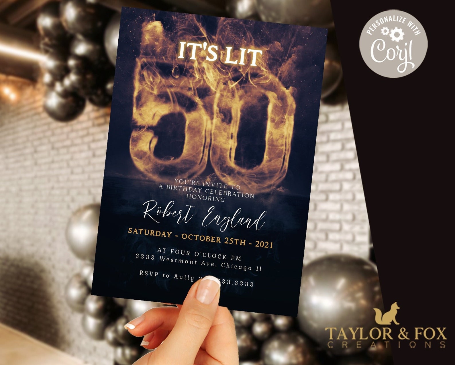Editable 50th Birthday Invitation for Men Download 50th - Etsy